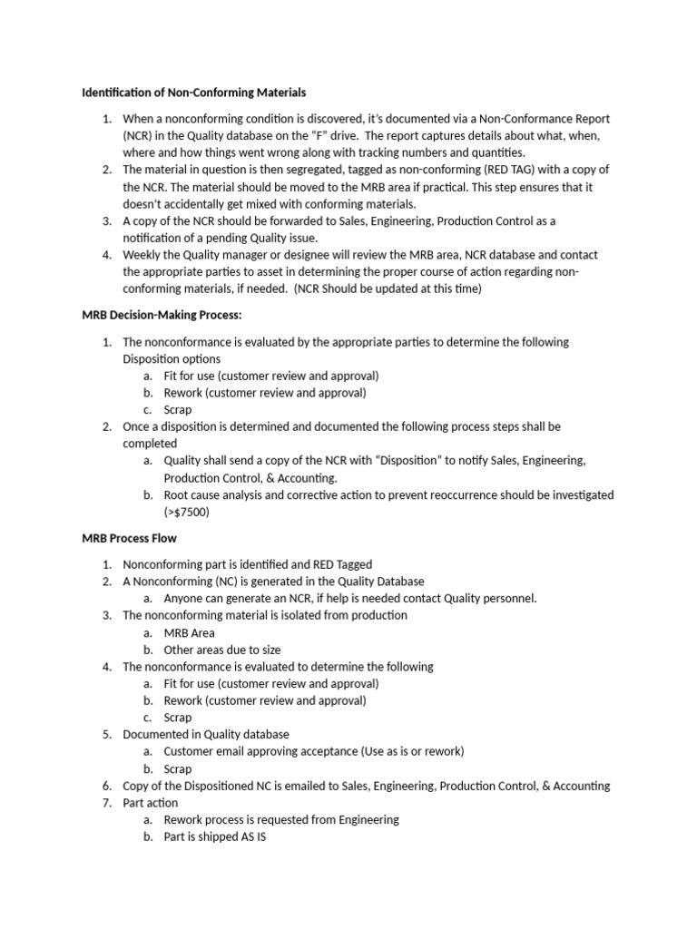 NCR Process Flow OCG | PDF