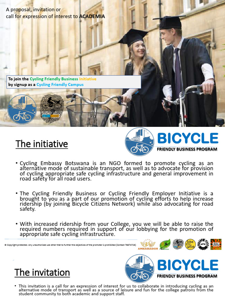 Bicycle Friendly ACADEMIA Proposal | PDF | Transport | Land Transport