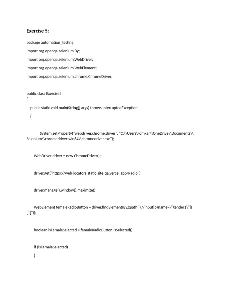 Selenium Exercise 5 | PDF