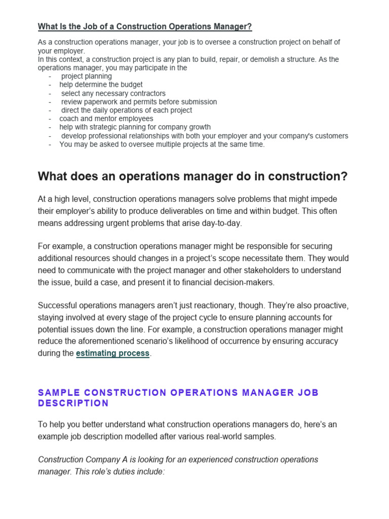 Operation Manager | PDF | Employment | Business