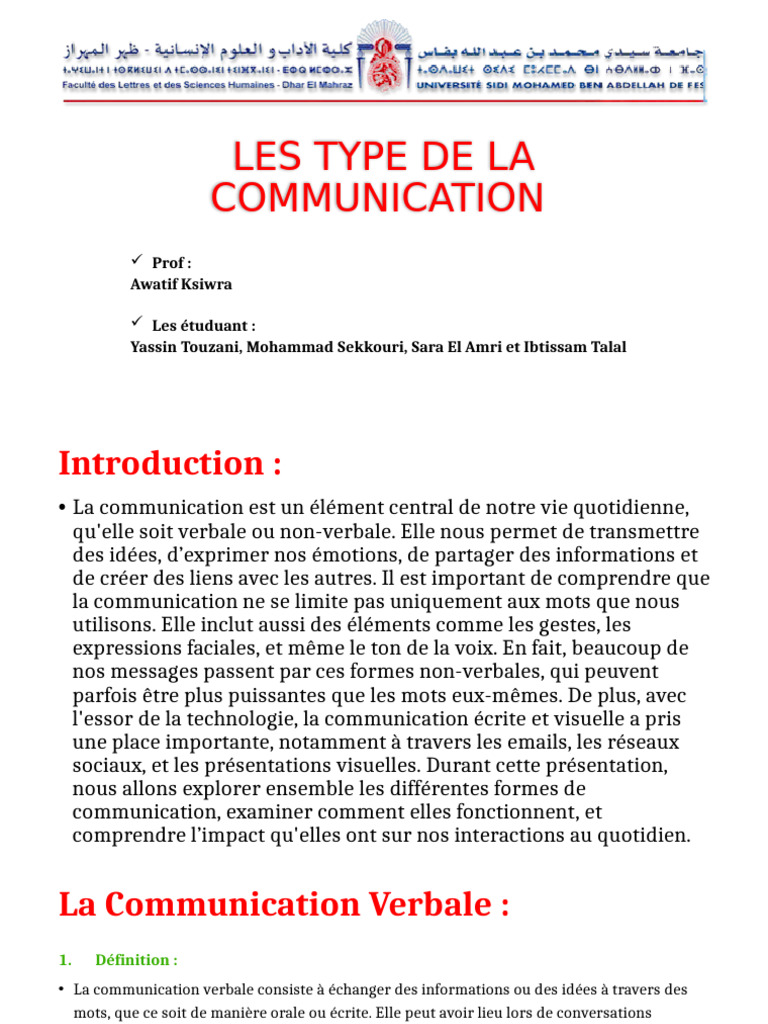 Les Type de La Communication | PDF | Communication non verbale | la communication