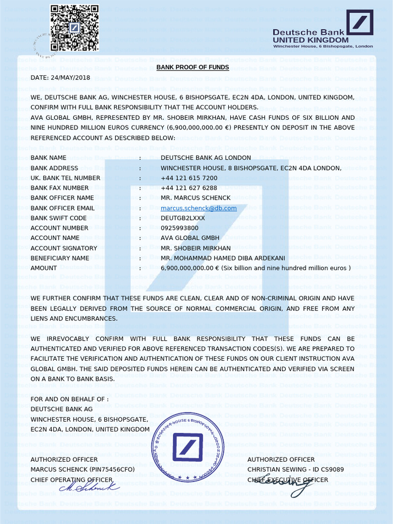 Proof of Funds Confirmation Letter | PDF | Business | Personal Finance