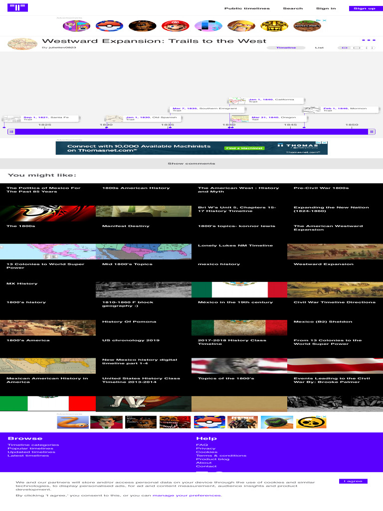 Westward Expansion Trails To The West Timeline Timetoast Timelines | PDF | World Wide Web ...