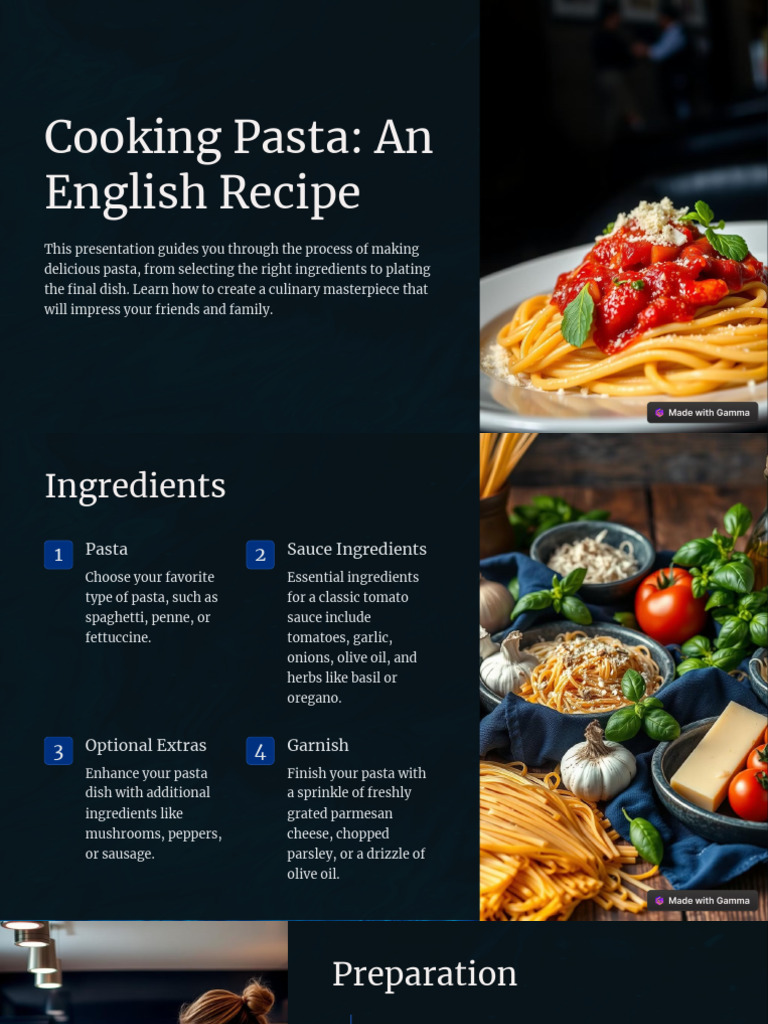 Cooking Pasta An English Recipe | PDF | Pasta | Spaghetti