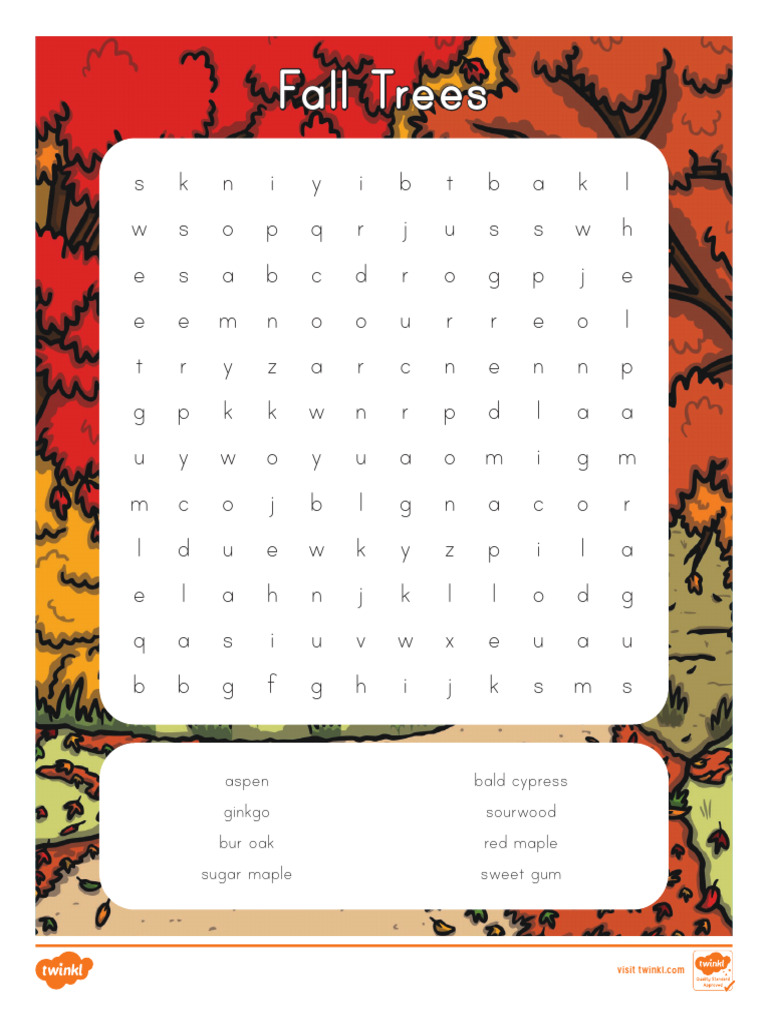 Us T 252201 Fall Trees Word Search - Ver - 6 | PDF | Home & Garden