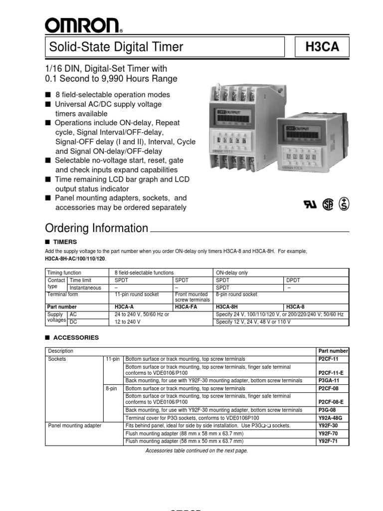 Timer Omron H3CA-A | PDF | Relay | Switch