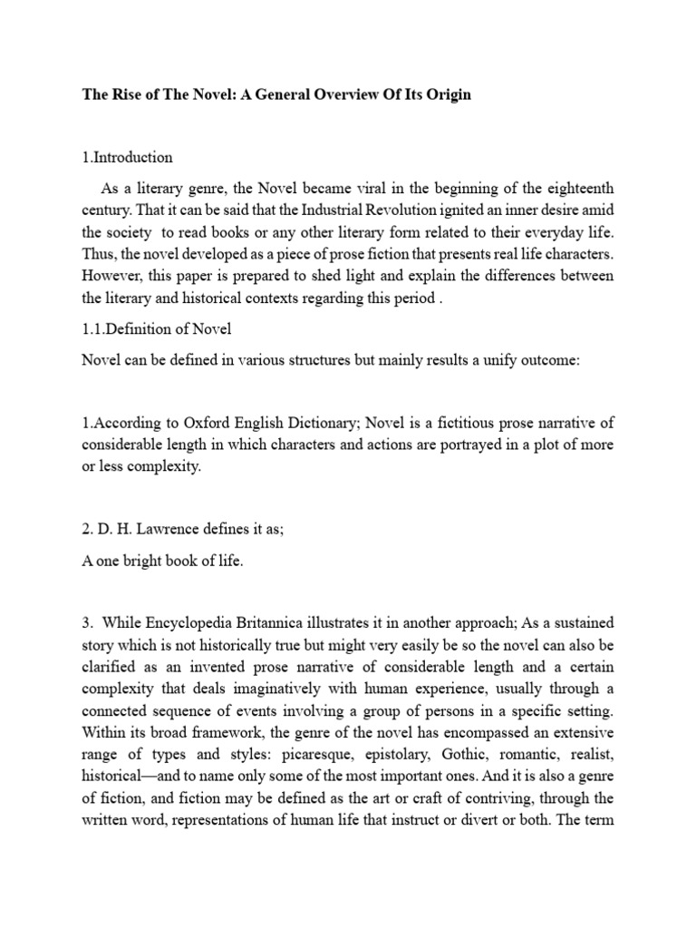 The Rise of The Novel: A General Overview of Its Origin | PDF | Novels ...