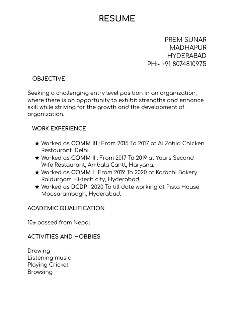 Prem Sunar - Resume. | PDF