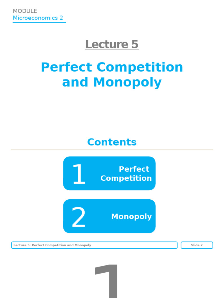 Lecture 5 - Perfect Competition and Monopoly | PDF | Monopoly | Perfect Competition