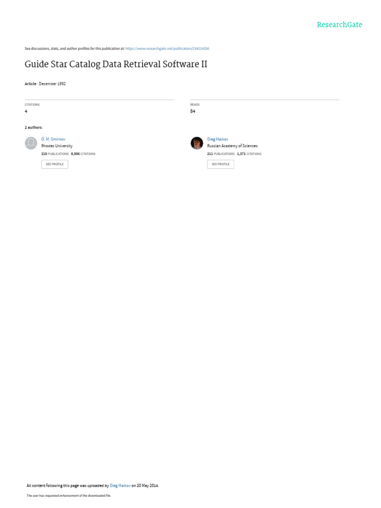 Guide Star Catalog Data Retrieval Software II | PDF | Technology & Engineering
