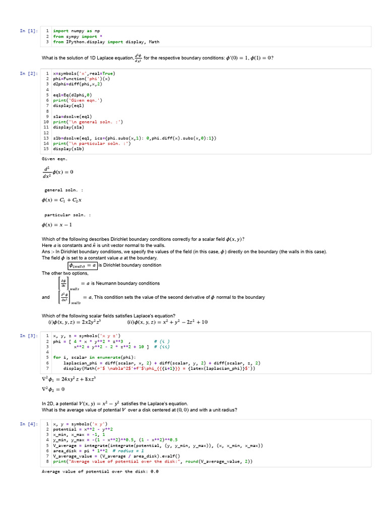 2024 Week 11 Laplace, Poisson Solvers - Jupyter Notebook | PDF | Boundary Value Problem | Physics