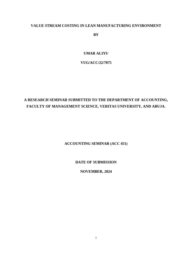 Aliyu Cover Page | PDF | Methodology | Cost Accounting