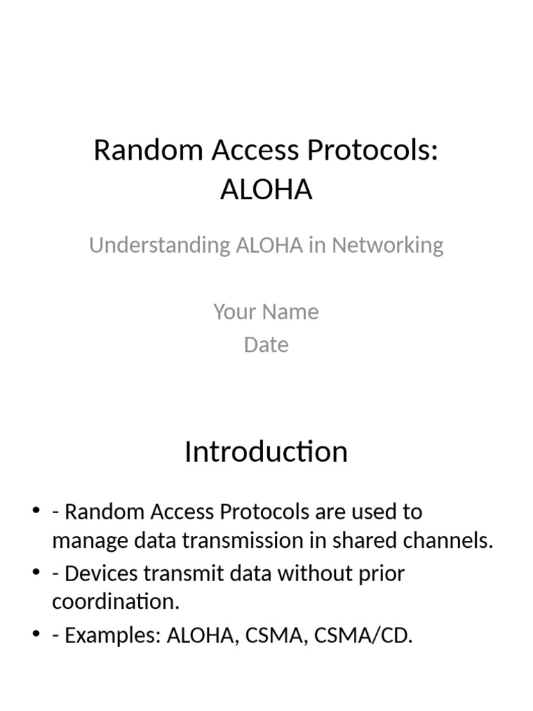 Random Access Protocols ALOHA | PDF Random Access Protocols ALOHA | PDF