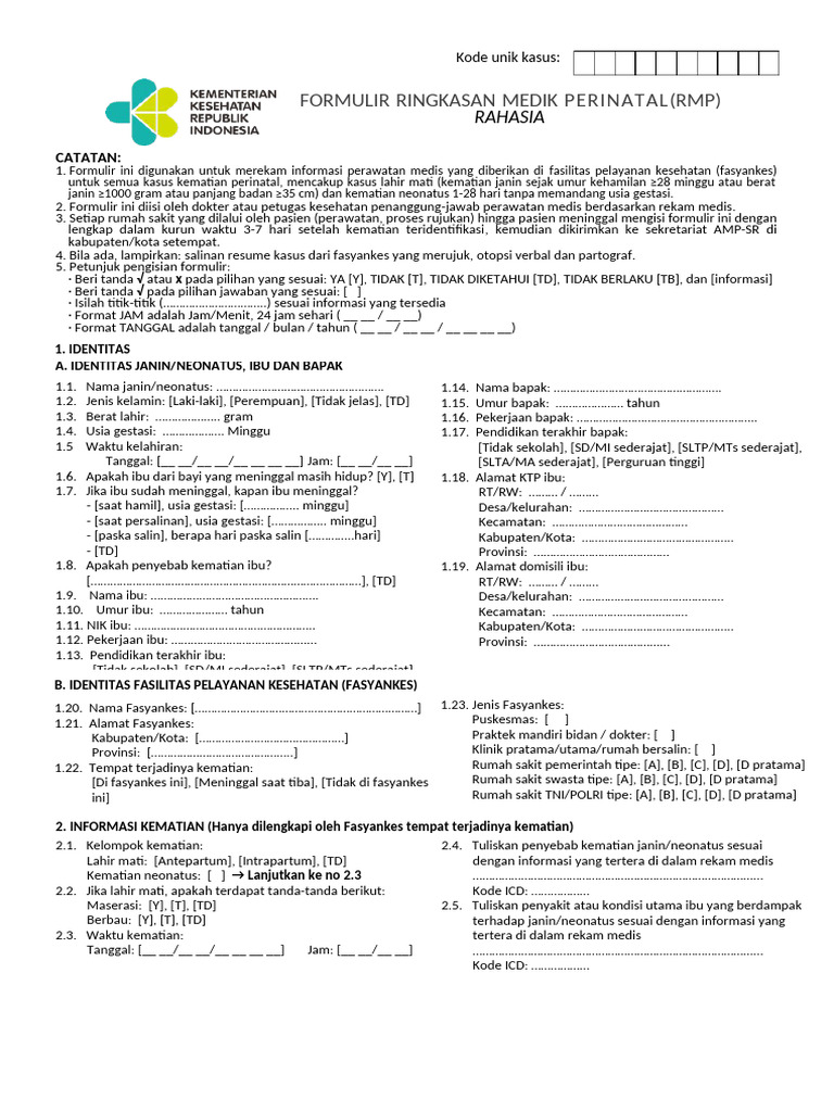 Formulir RMP | PDF