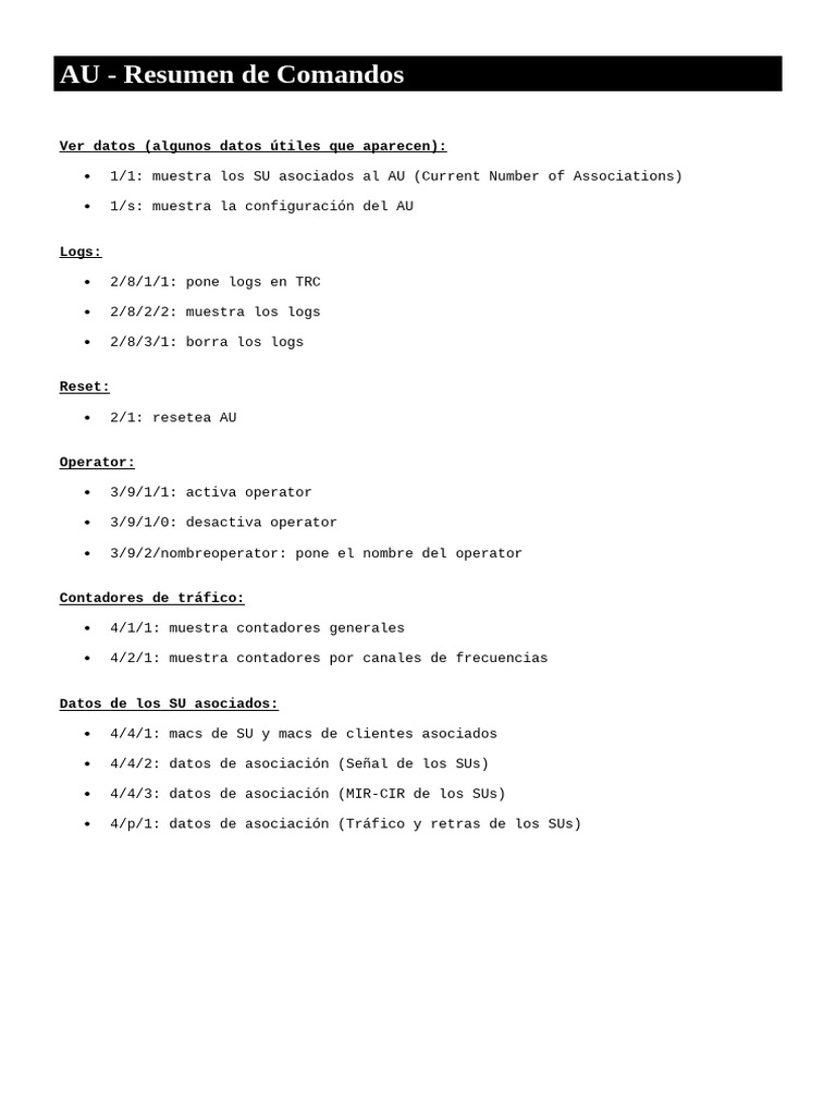 AU - Resumen de Comandos | PDF