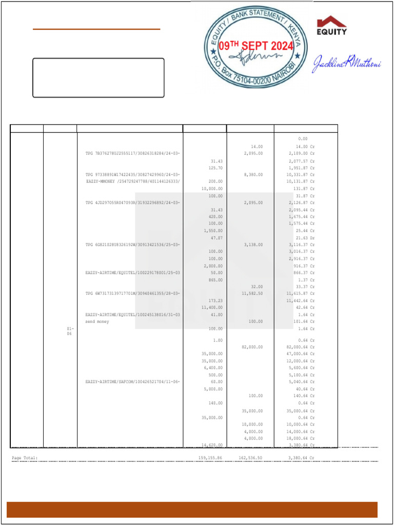 Equity Bank Statement Summary | PDF | Nairobi | Banking