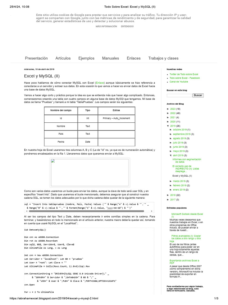 Todo Sobre Excel - Excel y MySQL (II) | PDF | SQL | Mi sql