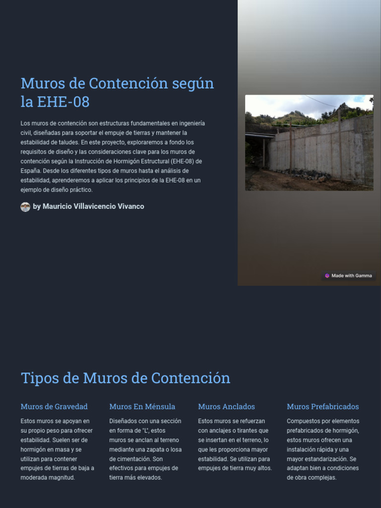 Diseño de Muros de Contención EHE-08 | PDF | Fundación (Ingeniería) | Hormigón