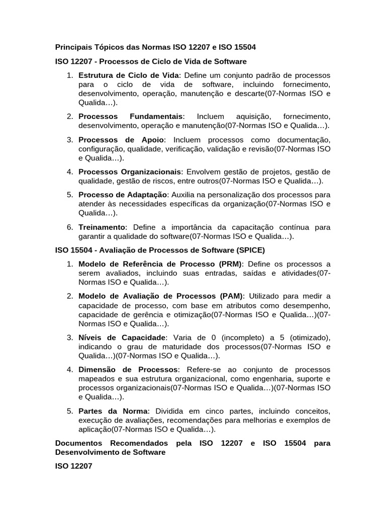 Principais Tópicos Das Normas ISO 12207 e ISO 15504 | PDF | Engenharia de Sistemas | Tecnologia ...