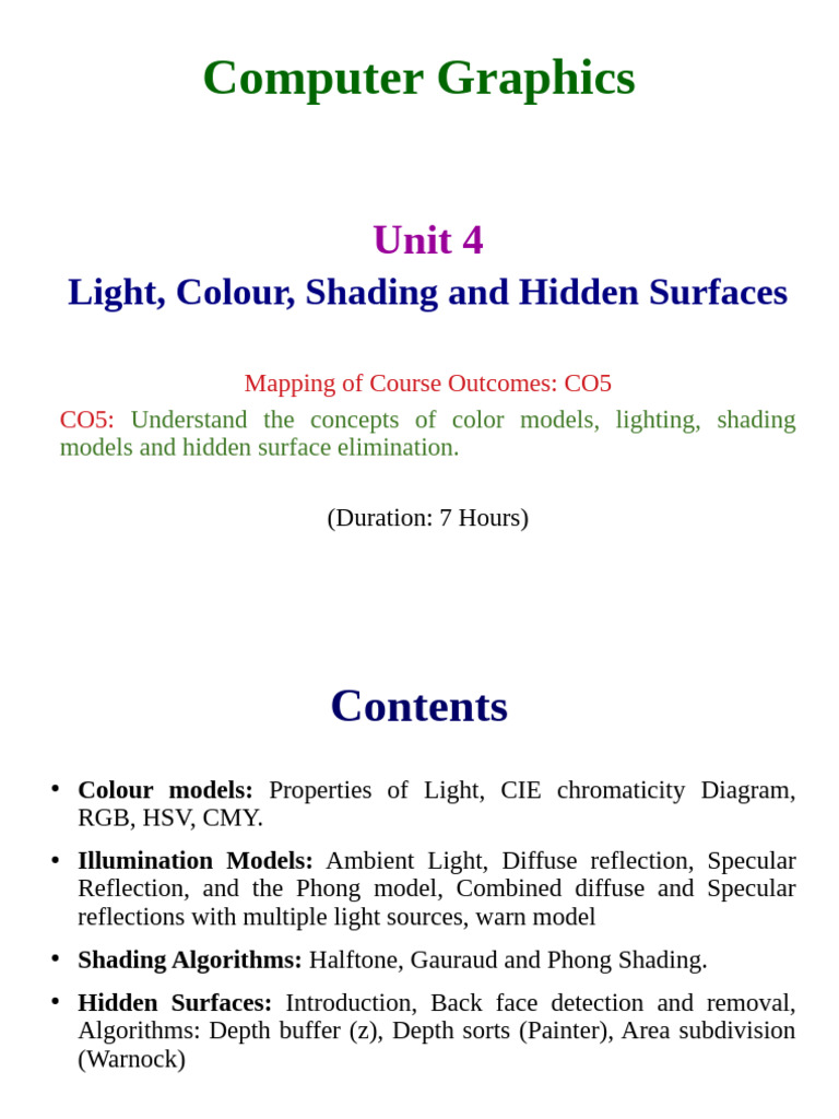 CG Unit 4 | PDF | Color | Rgb Color Model