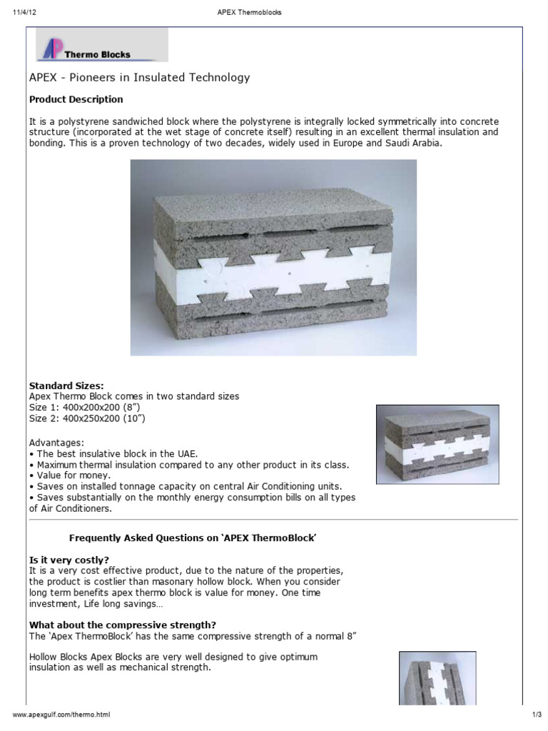 APEX Thermoblocks | PDF | Building Insulation | Concrete