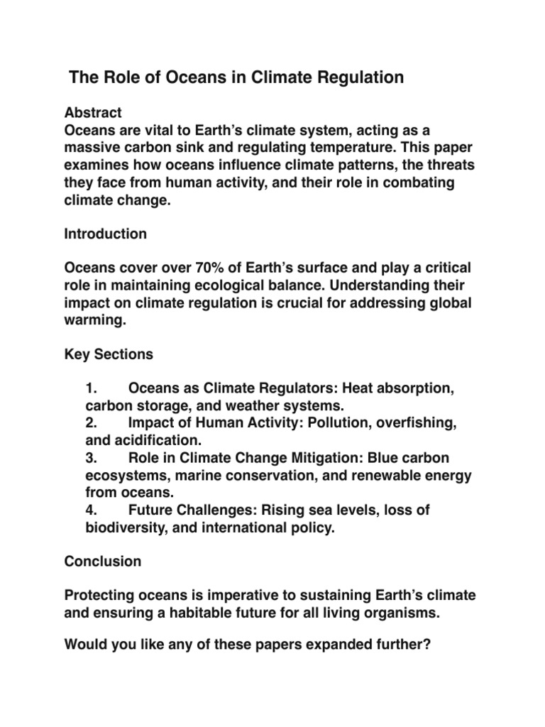 Oceans' Critical Role in Climate Regulation | PDF