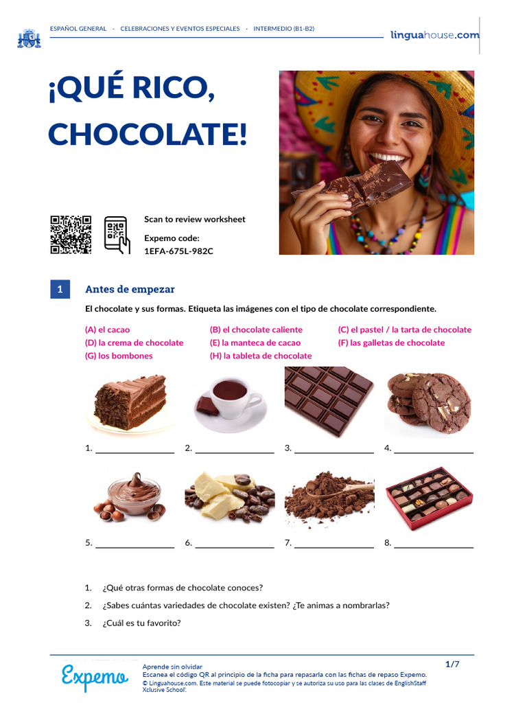 Spanish Qué-rico-chocolate-castellano-spanish-student-B1-B2 | PDF ...