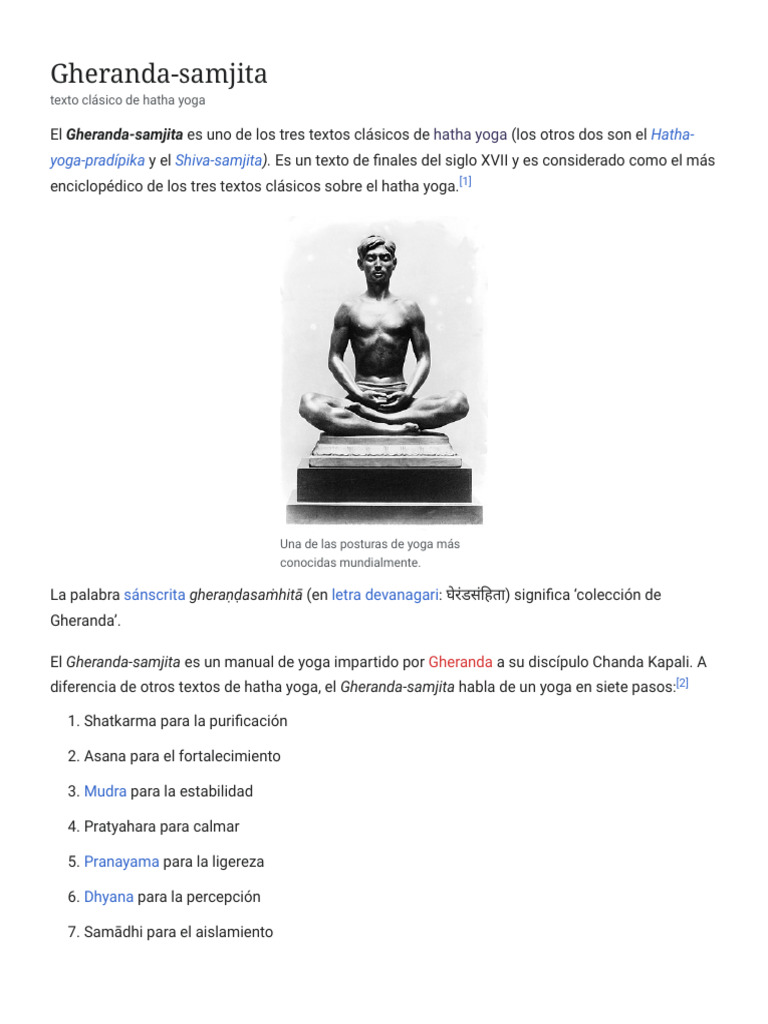 Gheranda-Samjita - Wikipedia, La Enciclopedia Libre | PDF