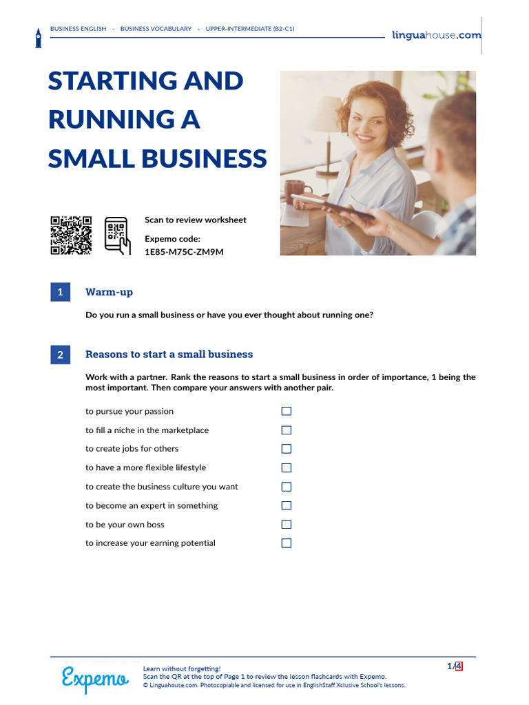 Starting and Running A Small Business British English Teacher | PDF ...