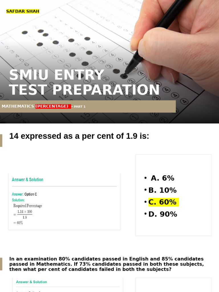 SMIU Entry Test Math Preparation | PDF