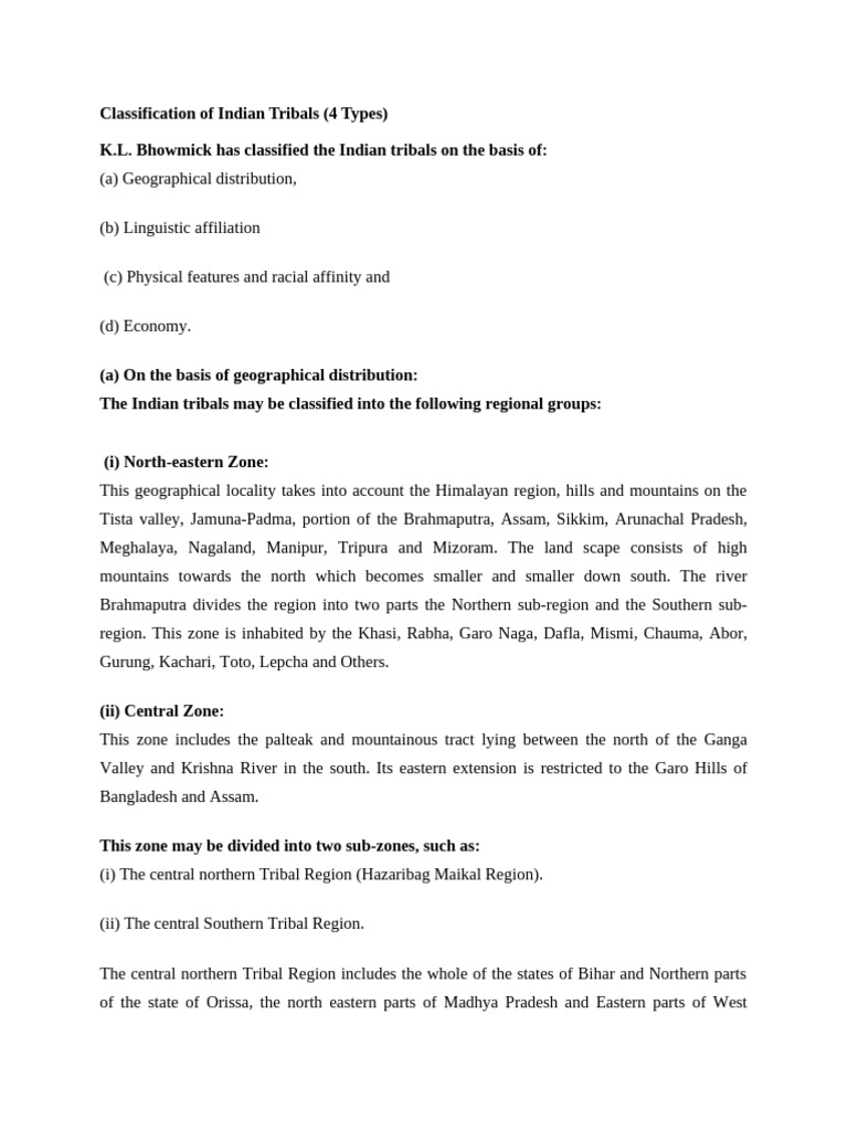 Indian Tribal Classification Guide | PDF | South Asia | Social Groups ...