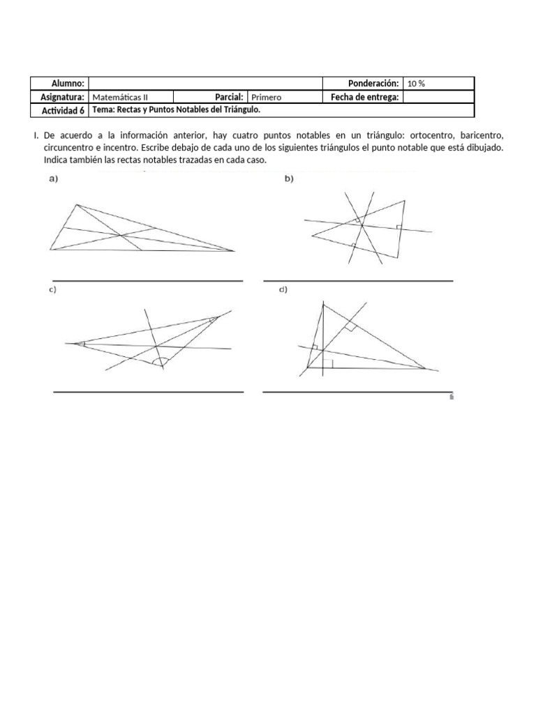 ACTV 6 Rectas y Puntos Notables Del Triángulo. | PDF | Finanzas y dinero | Métodos y materiales ...