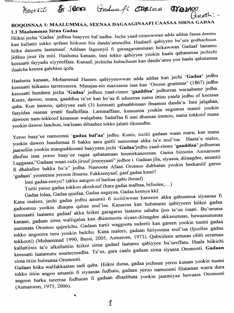 Overview of Sirna Gadaa Oromo | PDF