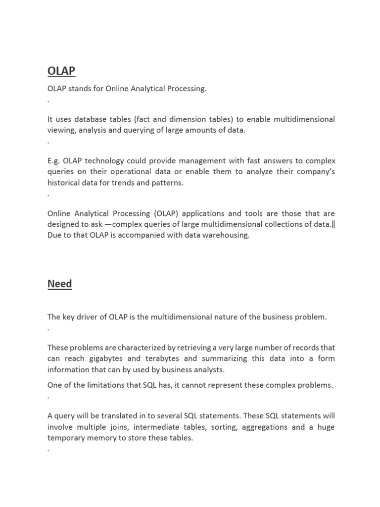 OLAP | PDF | Computer Data | Computer Science