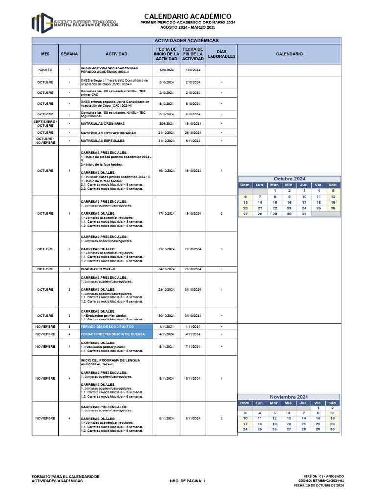 CRONOGRAMA 2024-II-signed | PDF | Calendario