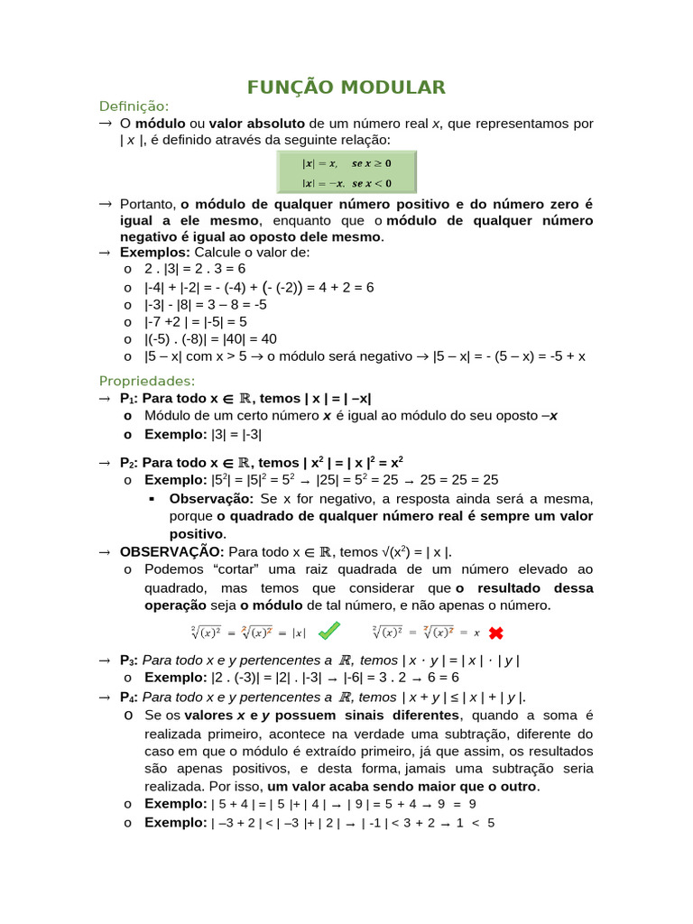 Função Modular | PDF | Número real | Analise matemática