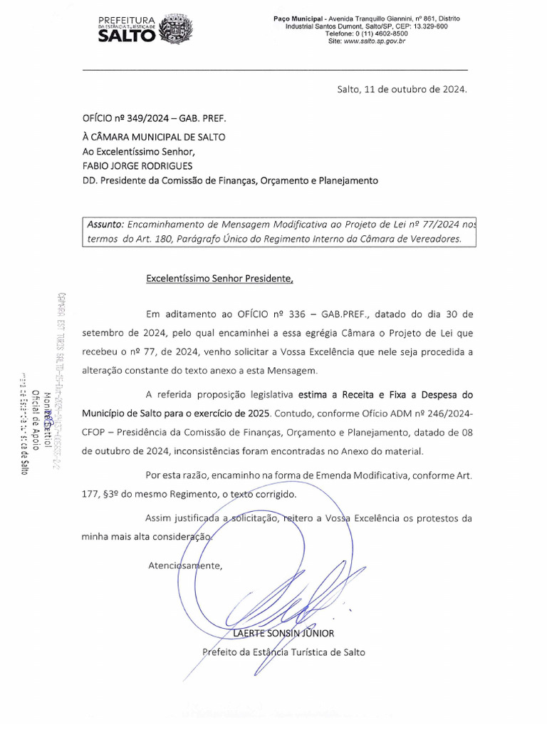 PL 77-24 - Mensagem aditiva | PDF