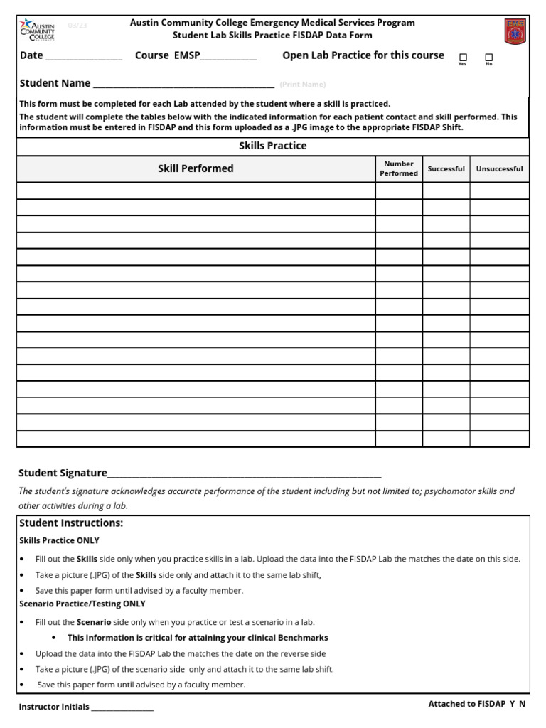 EMS Lab Skills & Scenario Form | PDF | Medical Specialties | Symptoms ...