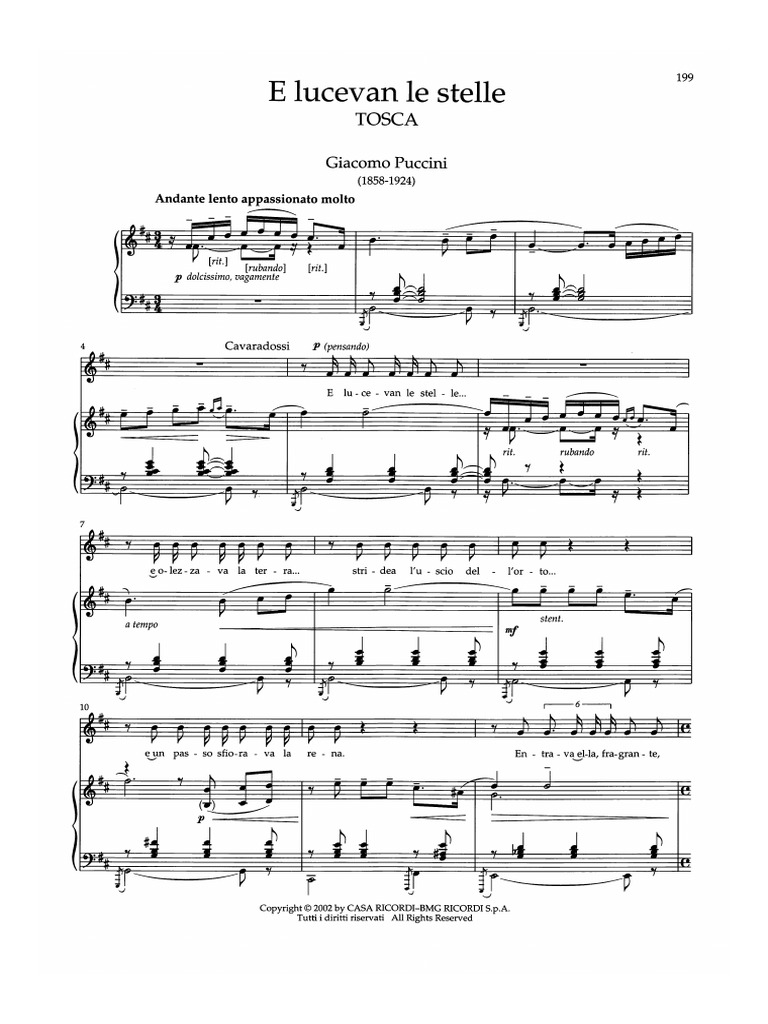 E Lucevan Le Stelle | PDF