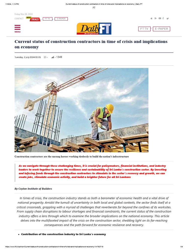 Current Status of Construction Contractors in Time of Crisis and ...