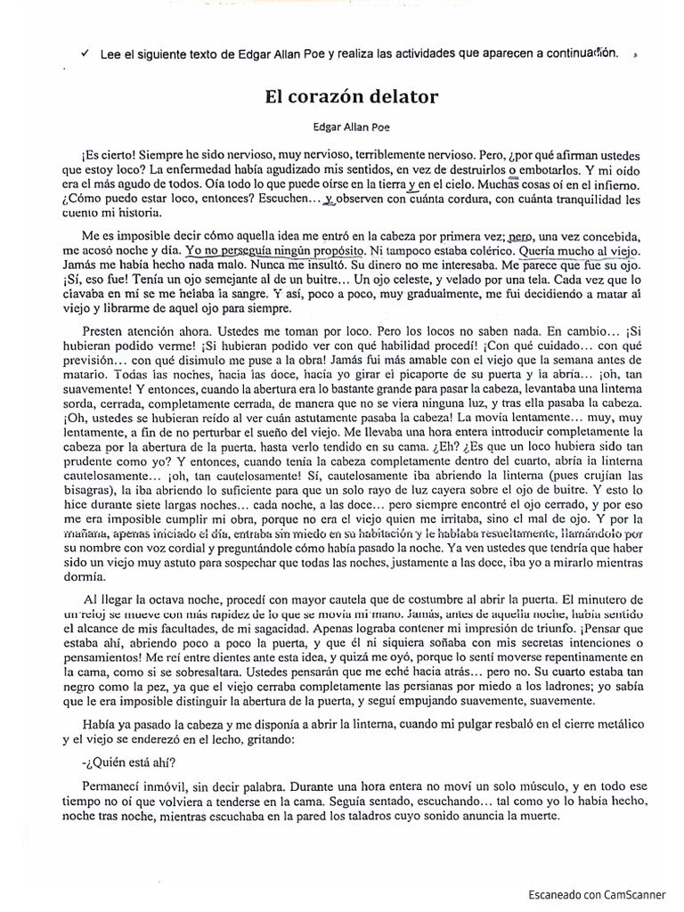 El Corazón Delator. Edgar Allan Poe | PDF