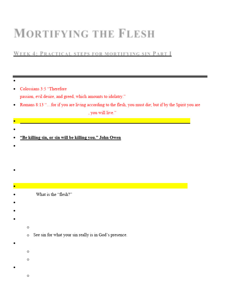 Practical Steps to Mortify Sin | PDF | Sin | Grace In Christianity