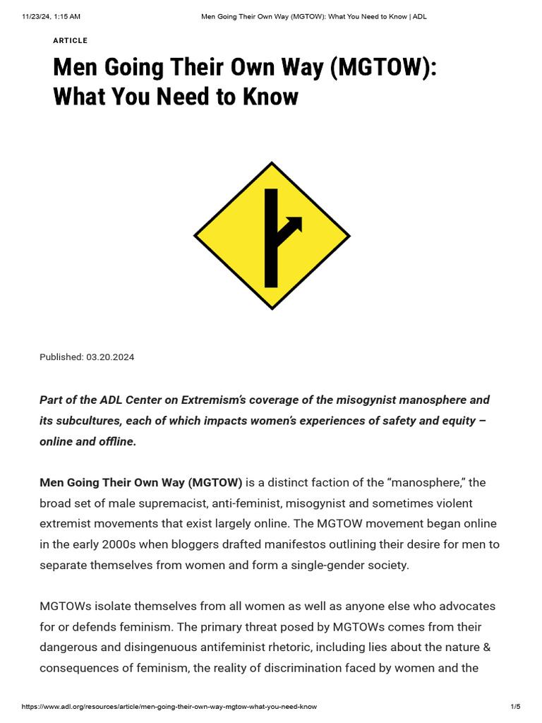 Men Going Their Own Way (MGTOW) - What You Need To Know - ADL | PDF ...