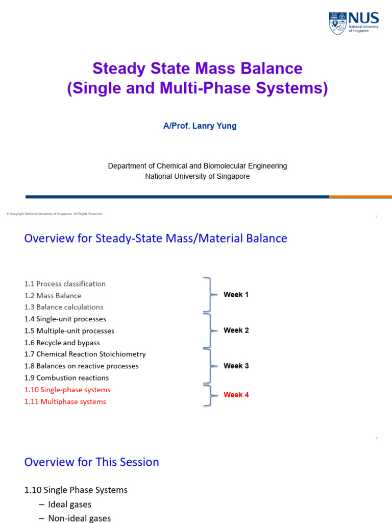 CN2103 4. Mass Balance (Single & Multi-Phase Systems) | PDF | Phase ...
