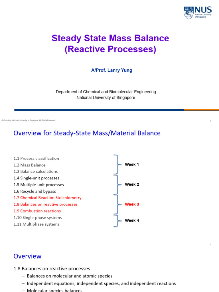 CN2103 3. Mass Balance (Reactive Processes Part 2) | PDF | Combustion | Stoichiometry