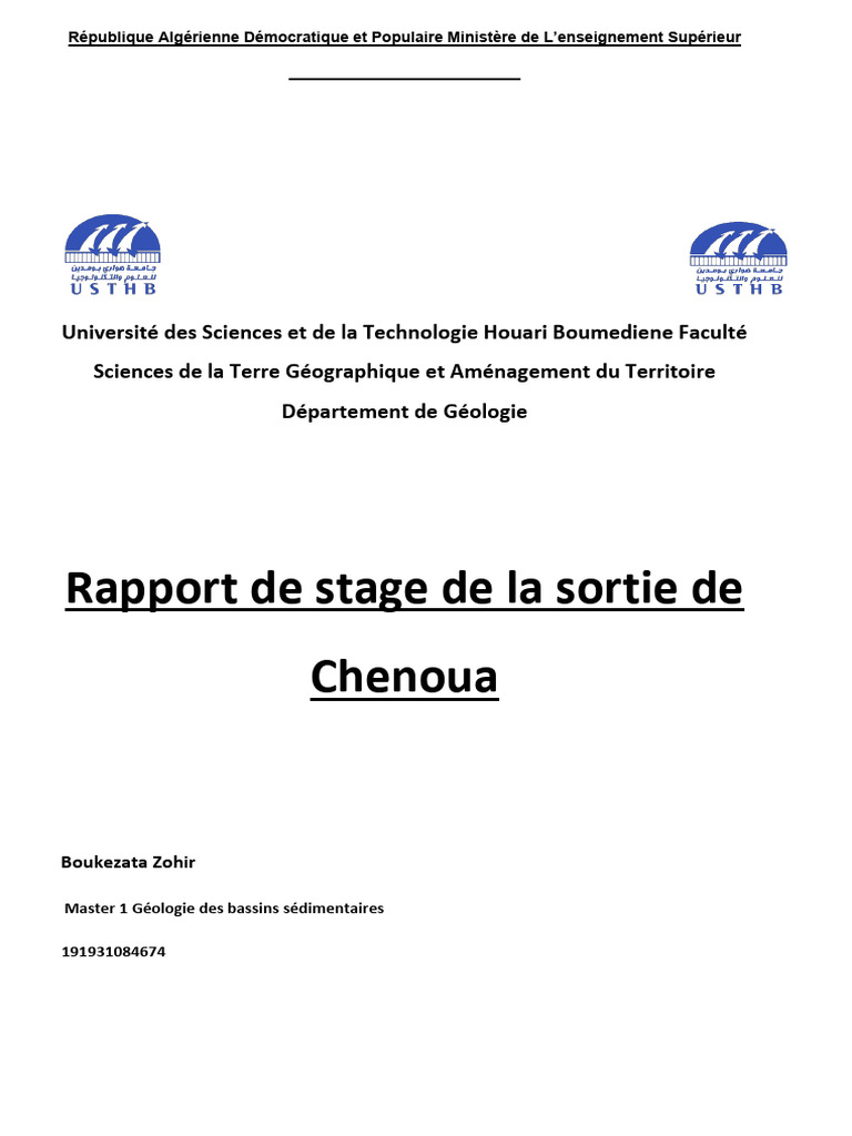 Rapport de stage sur le massif du Chenoua | PDF | Grès | Sédimentologie