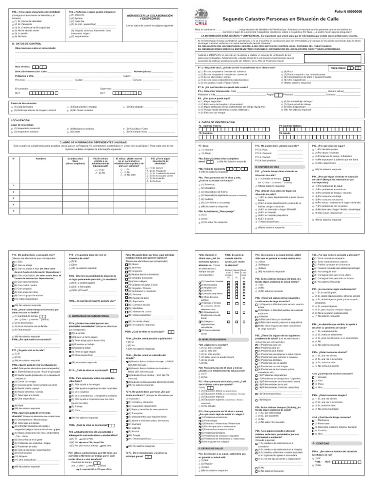 Instrumento - Catastro PSC - 2010 | PDF | Documento de identidad