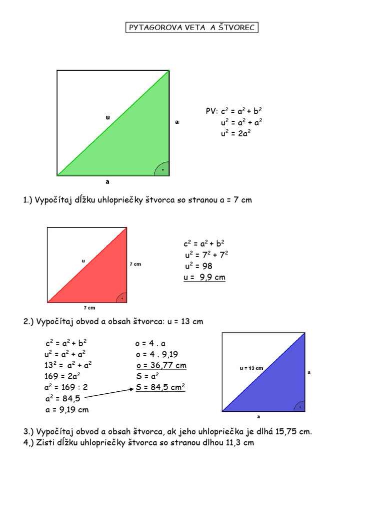 Pytagorova Veta A Stvorec | PDF