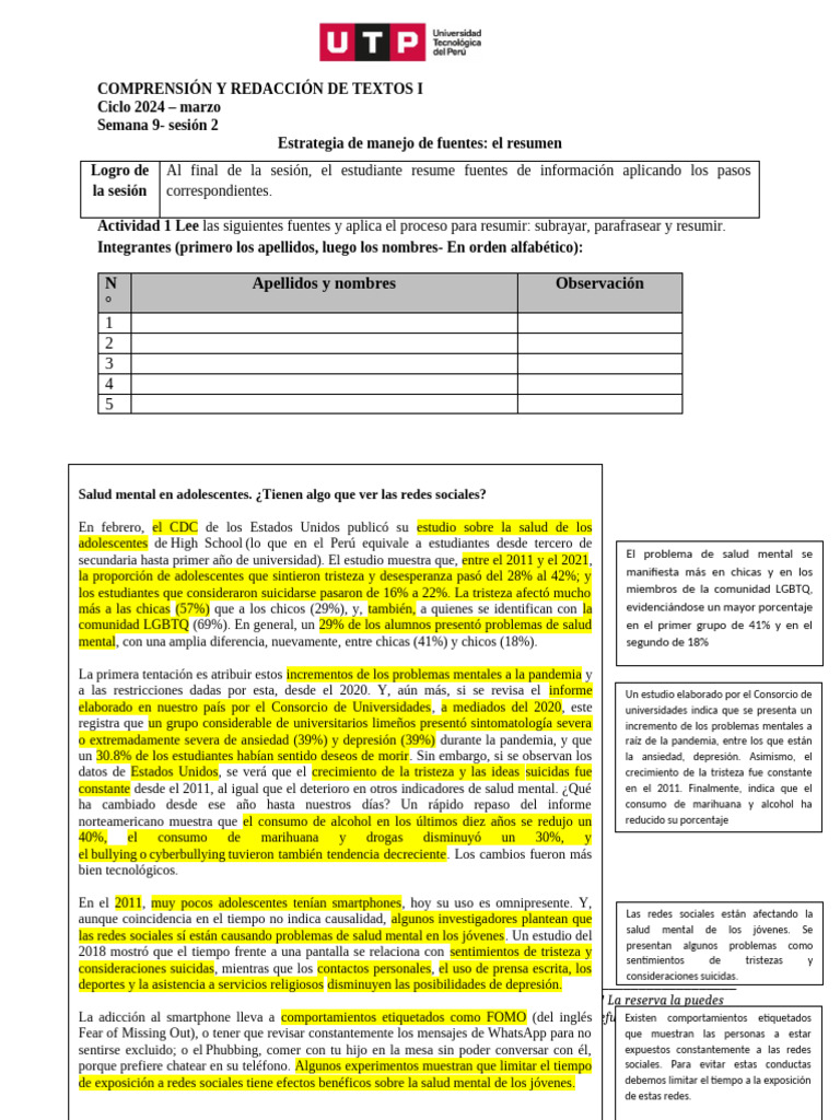 S09 S2+el+resum EUEMJQ | PDF | Depresión (estado de ánimo) | Ansiedad