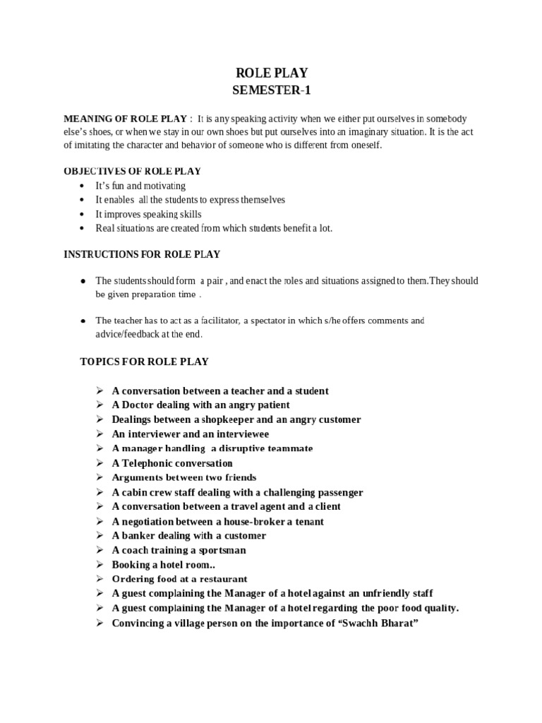 Role Play | PDF